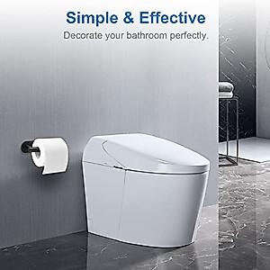 Simtive Adhesive Toilet Paper Holder, No Drilling Stainless Steel Toilet Roll Holder, Stick on Wall for Bathroom and RV, Matte Black