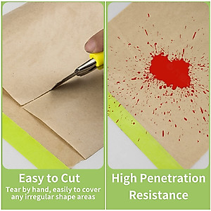 Pre-Taped Masking Paper for Painting - 24 inch x 50 feet Tape and Drape Painters Paper, Paint Adhesive Protective Paper Roll for Covering Skirting, Frames, Cars and Auto Body (1 Roll)