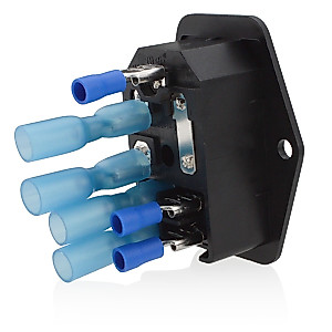 URBEST Male Power Socket 10A 250V Inlet Module Plug 5A Fuse Switch with 7Pcs Female 16-14 AWG Wiring Spade Crimp Terminals