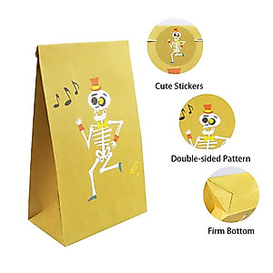 CCINEE 36pcs Halloween Paper Treat Bags Cute Candy Bags with 48pcs Round Stickers for Halloween Party Snacks Gift Packing Supplies