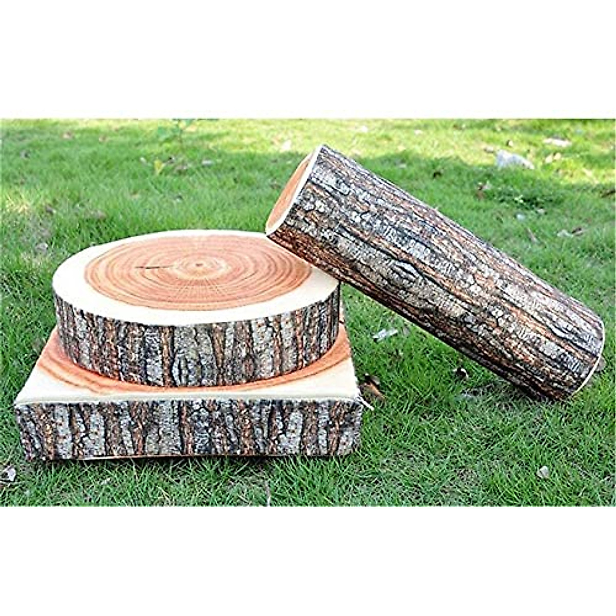 ZHANGXD 2PCS Creative Natural Wood Design Round Long Throw Pillow, Cushion for Home, Couch, Sofa, Bedroom, Living Room Decor, Stump (#1)