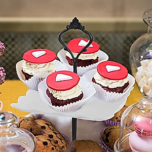 Lucky Will 3 Tier Cupcake Stand Plastic Tiered Tray Dessert Cakes Snacks Display Tower Tray for Halloween Wedding Birthday Party Tea Party (Black New Crown,Square)