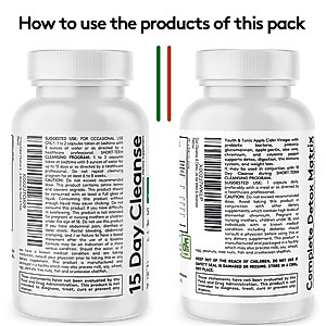 Youth & Tonic Colon Cleanser & Detox for Loss of Waste, Breaking The Plateau, Bloating. 60 Pills for Cleanse with Senna Leaf, Apple Cider Vinegar, Glucomannan and More