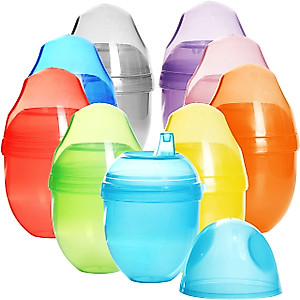 Youngever 9 Pack 7 Ounce Kids Sippy Cups, Sippy Cups for Infant, Kids, Toddler, 9 Assorted Color Sippy Cups
