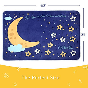 Baby Monthly Milestone Blanket Boys & Girls, 60" x 40" Soft Premium Flannel Personized Baby Receiving Blanket for Nuersery Decor Unisex, Gender Neutral Baby Stuff, for Newborn Girl