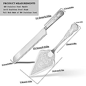 ZIMFANQI Wedding Cake Knife and Server Set,Stainless Steel Vintage Cake Cutting Utensils for Wedding, Birthday,Premium Elegant Keepsake for Newlyweds