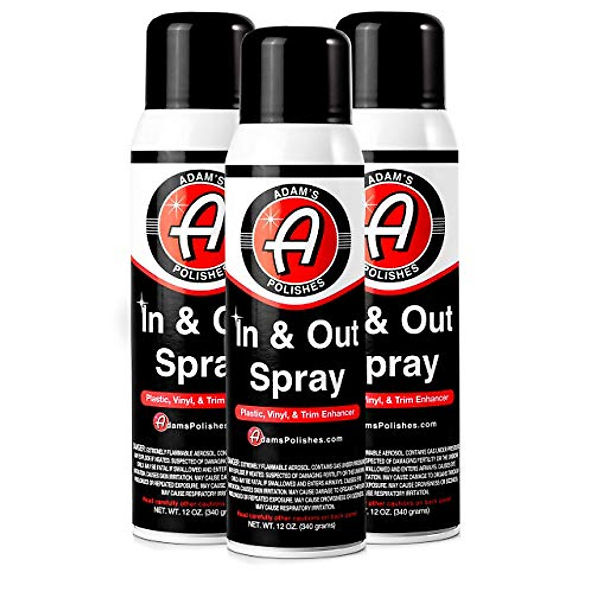 Adam's in and Out Spray, Car Detail Spray, Non-foaming, Low Gloss Coating, Deep Shine for Plastic and Trim, Good for Hard to Reach Areas, Watermelon Scent (3 Pack)