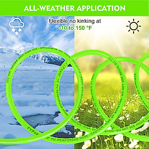 FYPower Air Compressor Hose 1/4 Inch x 100 Feet Reinforced Polyurethane (PU) Air Hose with Fittings, Bend Restrictors, 1/4" Industrial Quick Coupler and Plug Kit, Green