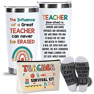 tGifGLonyi Teacher Appreciation Gifts for Women,Teachers Tumbler From Student, Gifts For Coach,Funny Socks Thank You Basket Box for New Teachers, Coffee Mug 20 oz