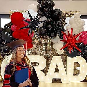 Red and Black White Balloon Garland Set 128 Pcs Red Balloons Sneaker Stickers for Ladybug Birthday Party Decorations，Graduation，Sports, Soccer,Hollywood Themed Celebrations