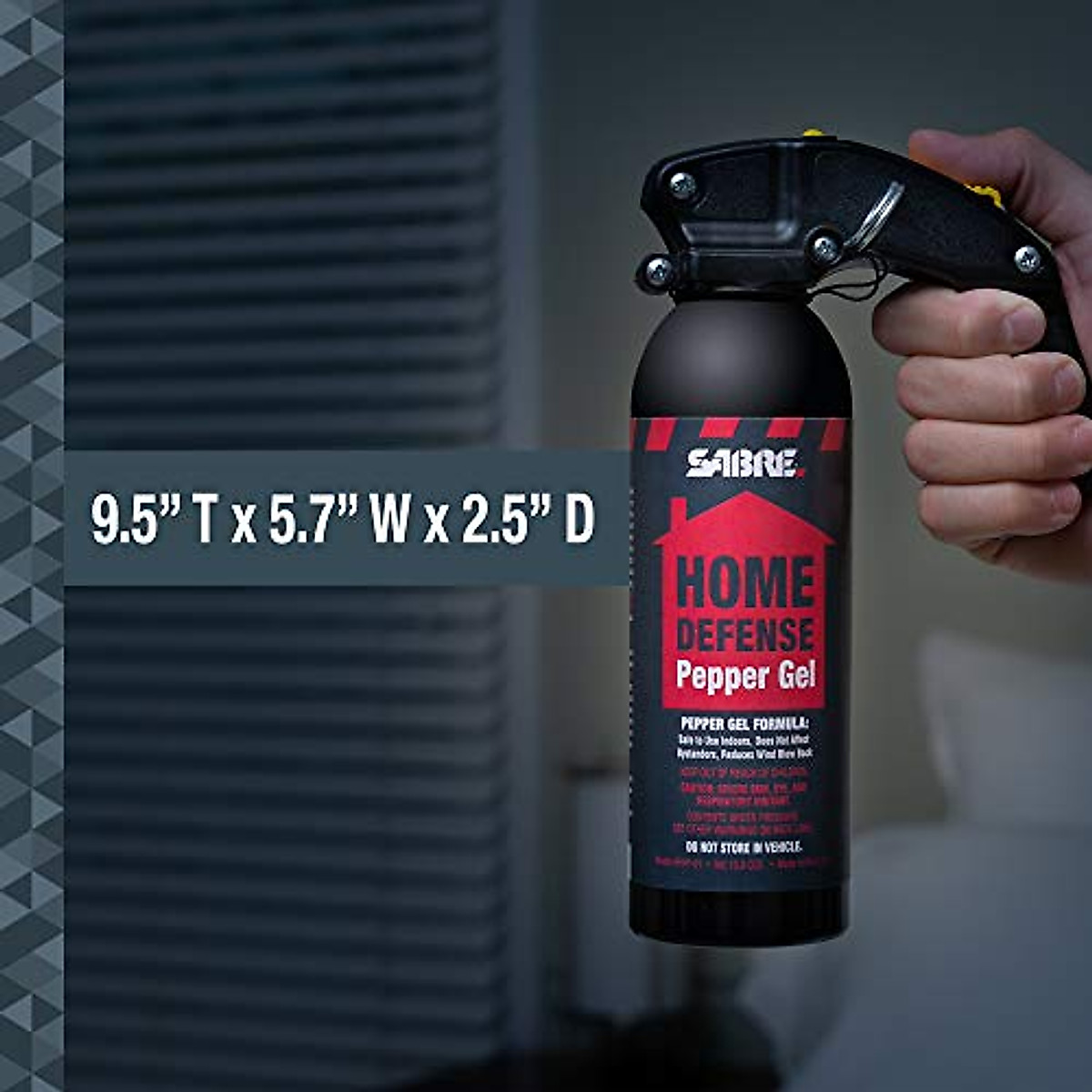 SABRE Red Home Defense Pepper Gel With Wall Mount For Easy Access, Max Strength OC Spray, UV Marking Dye Helps Identify Suspects, Full Hand Grip For More Accurate Aim, Secure Pin Safety, 32 Bursts