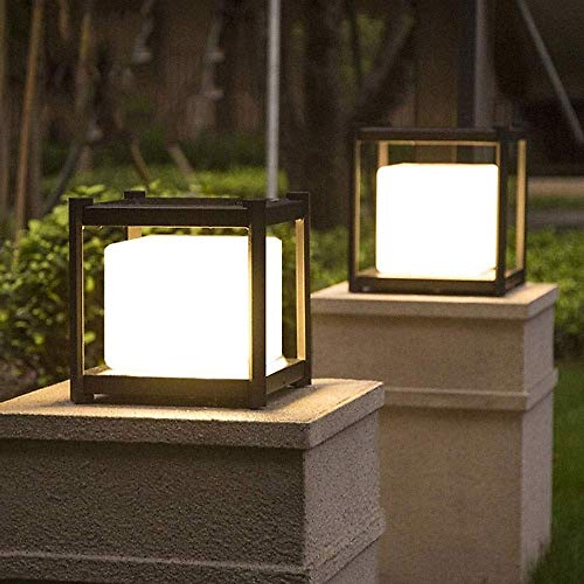 NAMSAR Column Lamp Waterproof Solar Column Headlights, Outdoor Light Outdoor Waterproof Wall Lamp Post Simple Outdoor Garden Villa Garden Light Villa Outdoor Gate Light ( Size : 19*22cm )