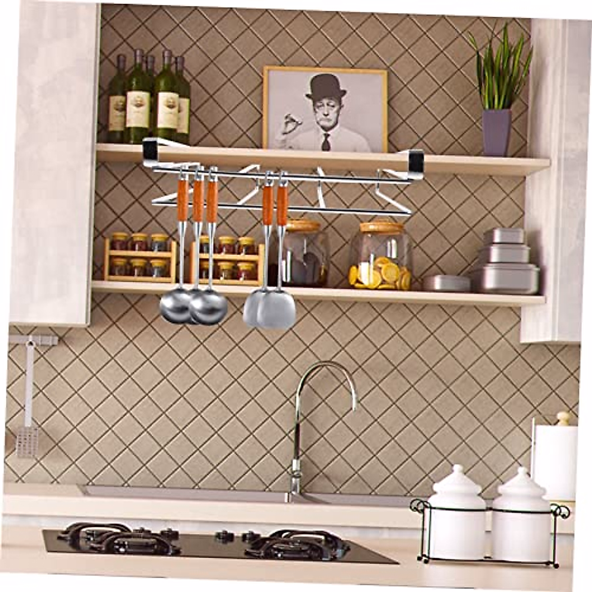 UPKOCH Kitchen Cutting Board Rack Mug Stand Wall Storage Shelf Wall Pot Rack Chopping Board Organizer Hanging Storage Baskets Pan Lid Organizer Chopping Board Organizer for Cabinet Silver