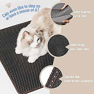 Shekkam Cat Litter Mat Litter Trapping Mat: Large Double-Layered Kitty Litter Mat for Litter Box, No Mess, Easy Clean Cat Litter Rug Catcher