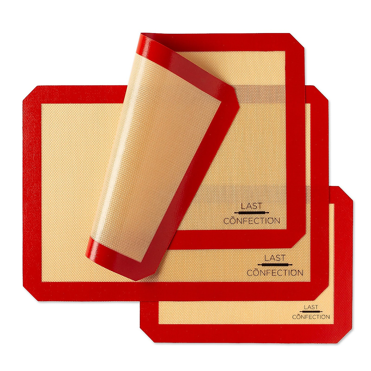 Last Confection Silicone Baking Mat - Set of 3 Non-Stick Professional Food Safe Tray Pan Liners - 2 Half Sheet (11-5/8" x 16-1/2") 1 Quarter Sheet (8-1/2" x 11-1/2")