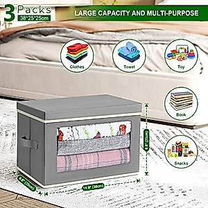 homsorout Storage Cubes with Lids, Closet Storage Bins with Clear Window, Fabric Storage Baskets with Handles, Foldable Closet Organizer Bins Boxes for Clothes, 6 Packs, Grey