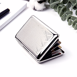 EYIDADAE RFID Credit Card Holder Protector Metal Credit Card Wallet Business Card Holder for Women and Men-Can Hold 5 Bank Cards (Silver)