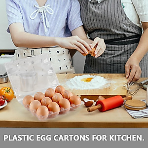60PCS Egg Cartons Cheap Bulk with Sticker Labels, 3x4 Plastic Egg Carton for Fresh Medium Eggs, Reusable Chicken Egg Container Bulk Egg Holders for Refrigerator, Storage, Family, Chicken Farm, Market