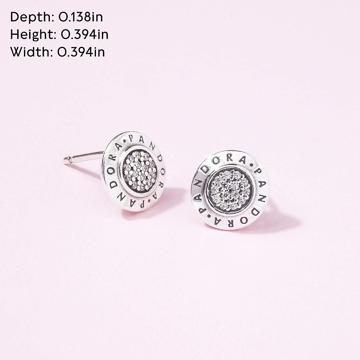 Pandora Jewelry Sparkling Pandora Logo Stud Cubic Zirconia Earrings in Sterling Silver, No Box