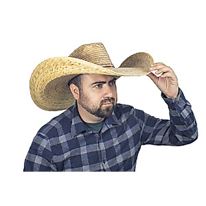 Mexart Oversized Cowboy Wide Brim Straw Hat Dark Natural | Sombrero de Palma Grande Obscuro