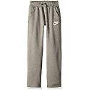 NIKE Sportswear Boys' Club Fleece Open Hem Pants, Carbon Heather/White, Large