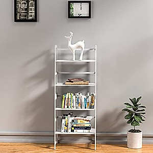 WTZ Bookshelf Book Shelf, Bookcase Storage Shelves Book case, Ladder Shelf for Bedroom, Living Room, Office MC-801(White)