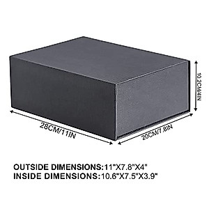 Gift Box Set Black 11x8x4 inches, Large Gift Box with Magnetic Lid, Rectangle Collapsible Groomsman box for Mom Gift, Christmas, Birthday, Graduation, New Year, Weddings, Fathers Day Presents HG0101