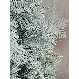 Kuopociaga Flocked Artificial Christmas Tree Prelit 650 LED Lights 7.5 Feet Pine