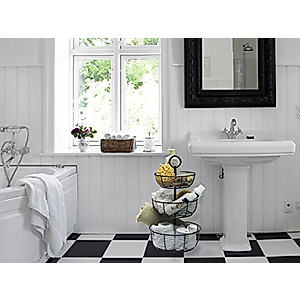 Gourmet Basics by Mikasa Round Wrap 3-Tier Metal Floor Standing Fruit/Home Storage Basket, Easy Assembly, Antique Black