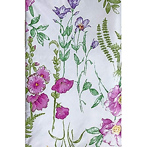 Newbridge Easter Wildflower Fields Floral Vinyl Flannel Backed Tablecloth, Spring Wild Flowers Easy Care Vinyl Tablecloth with Flannel Backing, 60 Inch x 120 Inch Oblong/Rectangle