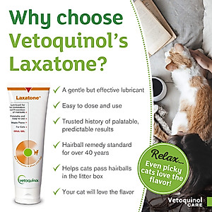 Vetoquinol Laxatone: Oral Hairball Lubricant Gel for Cats – Maple Flavored, 4.25oz 2 Pack