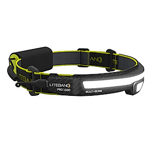 Optimal Ventures Liteband PRO 1500MB Rechargeable LED Flashlight, Carbon Fiber Color, 210-Degree Wide-Angle Beam, 6 Modes, 3400mAh Battery, Weatherproof Housing, IPX5