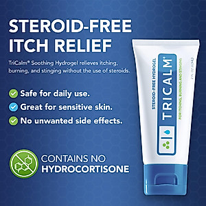 TriCalm Soothing Steroid-Free Anti-Itch Hydrogel for Bug Bites, Eczema, and More, Contains No Hydrocortisone, 2 Fl Oz