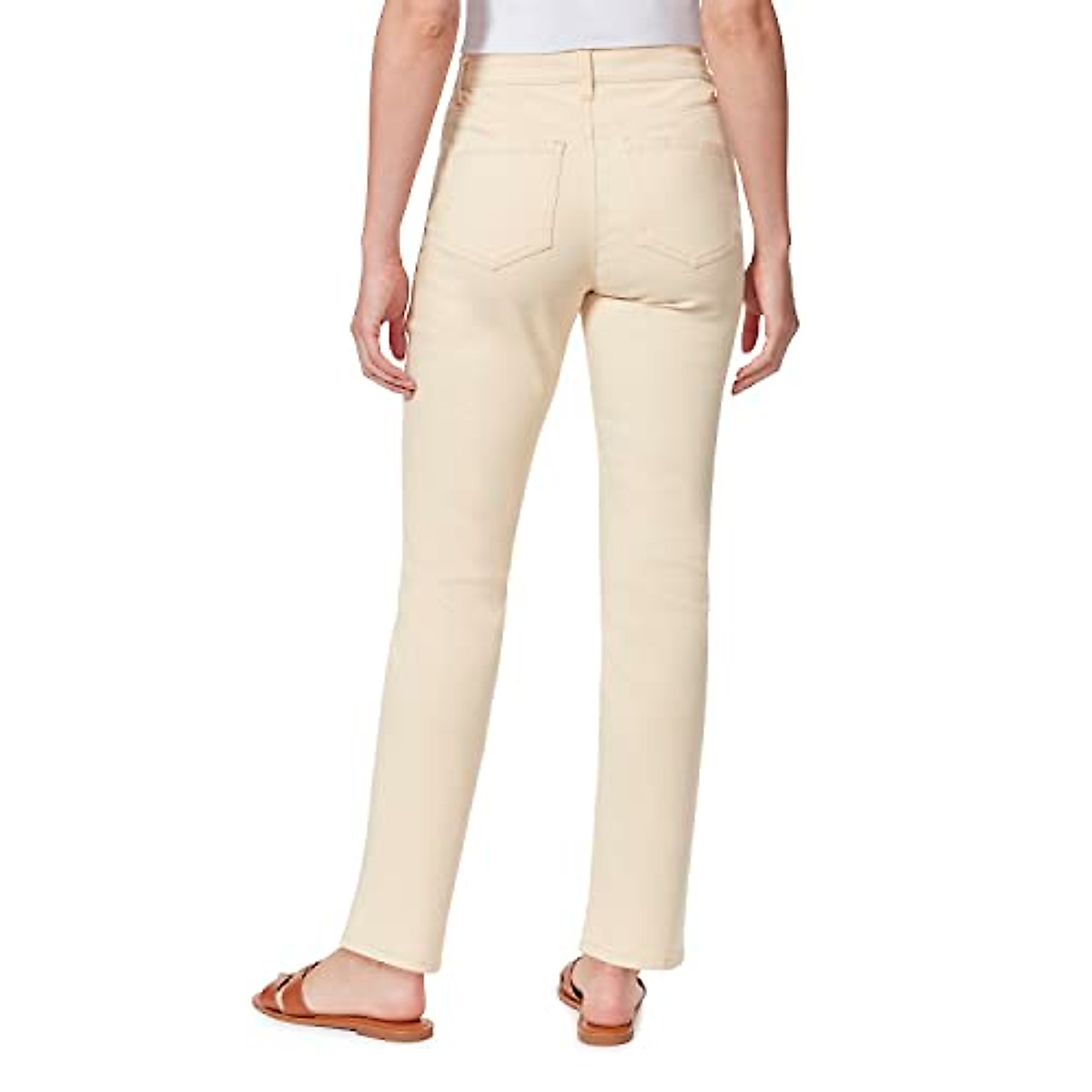 Gloria Vanderbilt Women's Amanda Classic High Rise Tapered Jean Standard, Almond Cream, 10