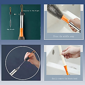 4 Pieces Bottle Brush Set, Long Handle Wine Decanter Cleaning Brush + Straw Cleaner Brush + Thermos Lid Cup Brush for Cleaning Baby Bottle Goblet