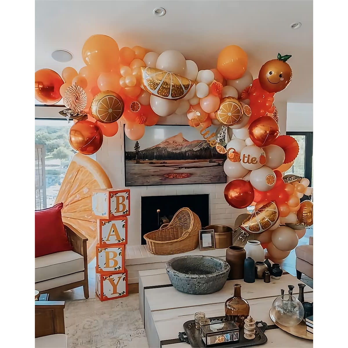 Little Cutie Orange Balloon Garland Arch Kit Macaron Orange And White Baby Shower Tangerine Theme Birthday Party Decor