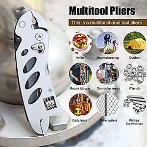 dpnao Multitool Wrench With 7 Tools/Pliers/Wire Cutter/Flat Screwdriver/Phillips Screwdriver/Portable Folding Multifunctional Adjustable Multi Purpose Stainless Steel Tool