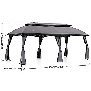 ABCCANOPY Gazebo 10x20 Patio Gazebo, Double Soft-Roof Patio Gazebos with Netting for Patios, Backyard, Garden or Outdoor Event, Dark Gray