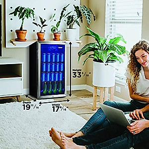 Danby DBC117A1BSSDB-6 117 Can Beverage Center, 3.1 Cu.Ft. Freestanding Drinks Refrigerator for Basement, Dining, Living Room-Bar Fridge Perfect for Beer, Pop, Water, Black/Grey