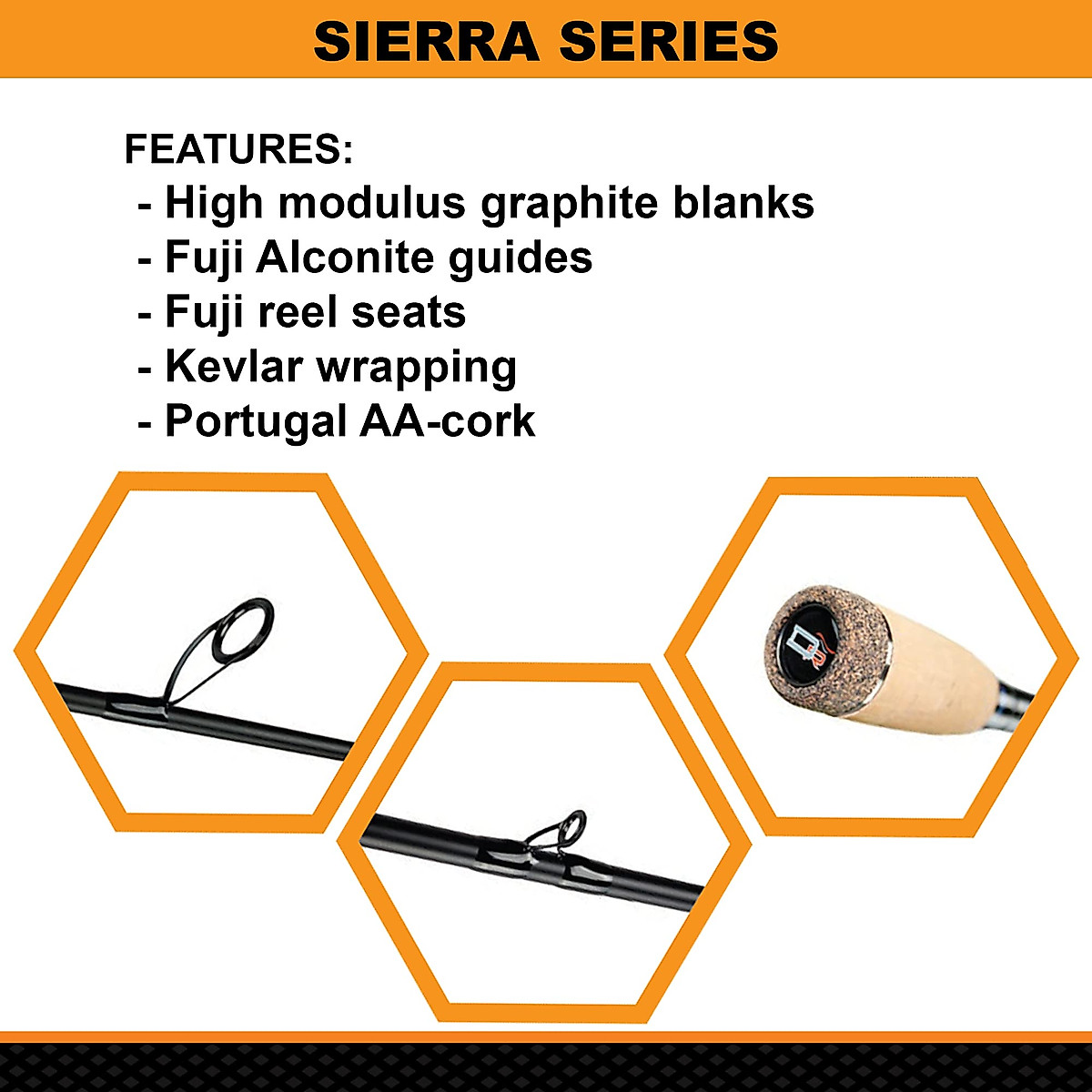 Dobyns Rods Sierra Series 7’6” Casting Bass Fishing Rod | SA766FLIP | Heavy Flip Fast Action | Modulus Graphite Blank with Kevlar Wrapping | Fuji Reel Seat Alconite Guides | Line 14-30lb Lure ¼ -2 oz