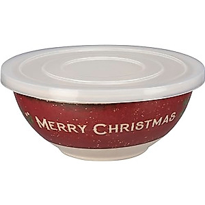 Primitives by Kathy Lidded Bowls - Set of 3 Nesting bamboo bowls with vintage-inspired Christmas designs. Each bowl has it's own lid.