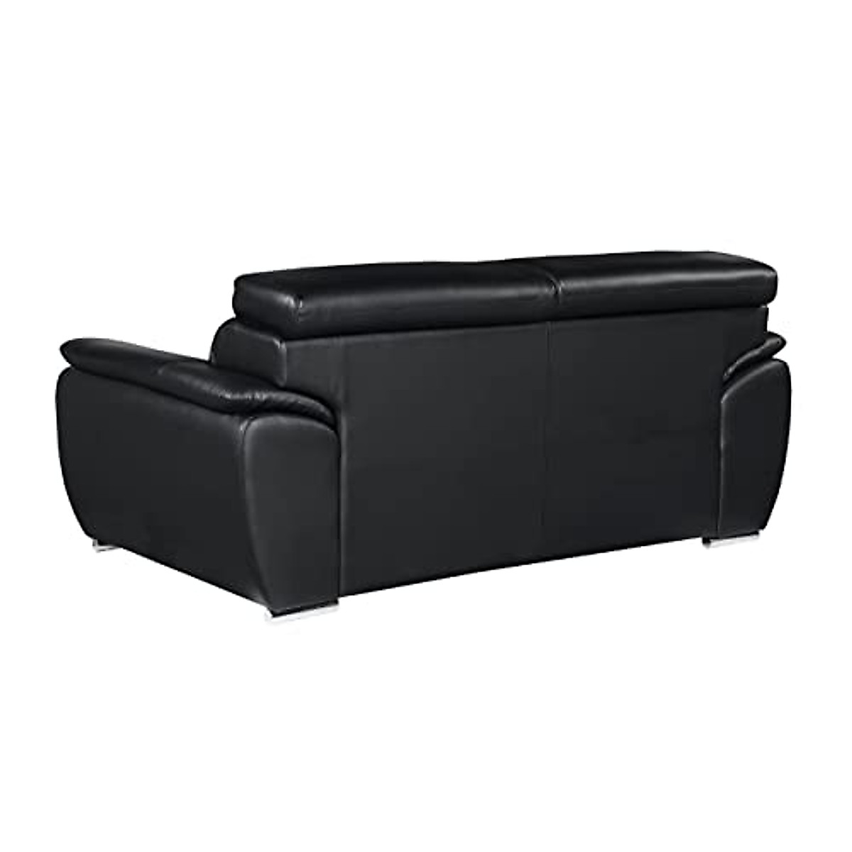 Blackjack Furniture 4571 Veal Collection Leather Upholstered Modern Living Room Chair, Loveseat, Sofa, Black