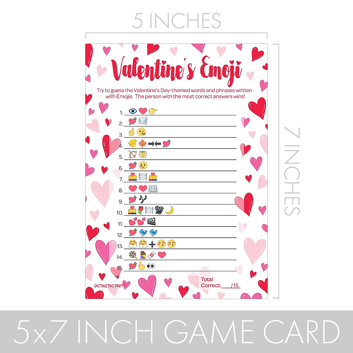 Valentine's Day Emoji Game - Fun Classroom Party Activity for Kids & Adults - 25 Player Cards, Valentine Guessing Game for Families, Couples, & Friends