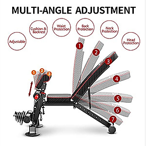 Adjustable Weight Bench - Utility Weight Benches for Full Body Workout, Foldable Flat/Incline/Decline Exercise Multi-Purpose Bench for Home Gym