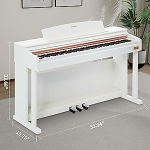 AODSK 88 Key Digital Piano,Weighted Hammer Action Digital Piano with Full-Size Weighted Keys,Triple Pedal,Beginner Bundle with Furniture Stand,Slide Key Cover,Piano Lessons(White)