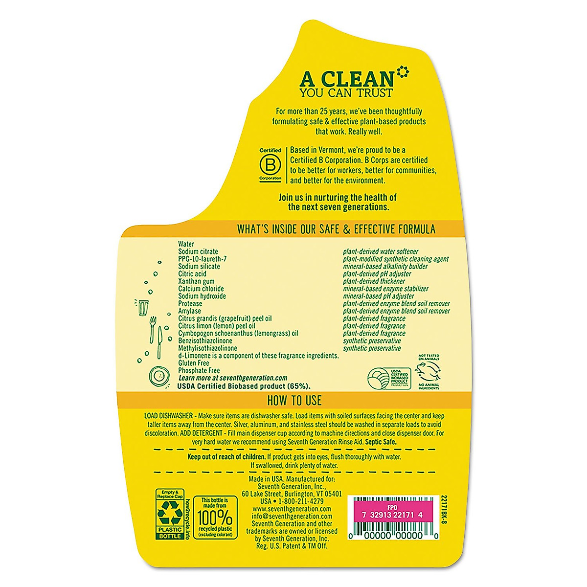 Seventh Generation Automatic Dishwashing Gel Lemon Scent -- 42 fl oz