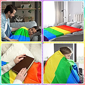 2 Pack Pride Rainbow Throw Blanket LGBT Flannel Blanket Colorful Stripe Rainbow Soft Warm Blankets for Bed Couch Sofa, LGBT Gifts for Teens Kids Adults