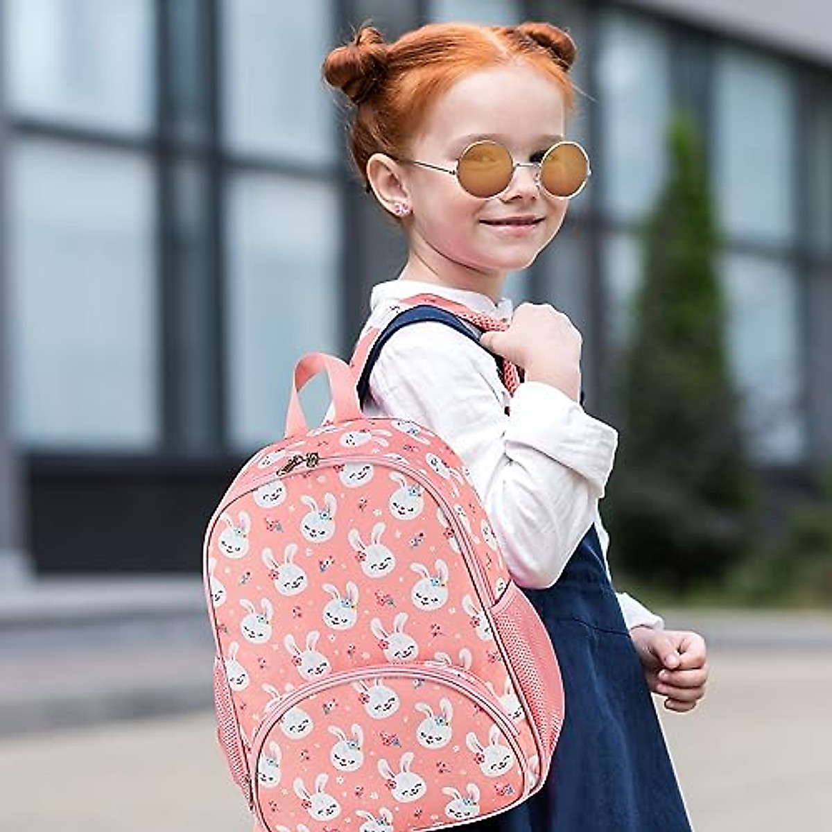 BTOOP Kids Backpack Girls Cute Bunny Toddler School Bag Preschool Kindergarten BookBag Nursery Small Daypack with Chest Strap