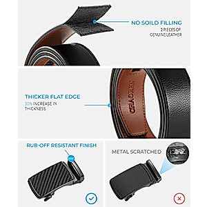 CHAOREN Ratchet Belt for Men - Mens Belt Leather 1 3/8" for Casual Jeans - Micro Adjustable Belt Fit Everywhere