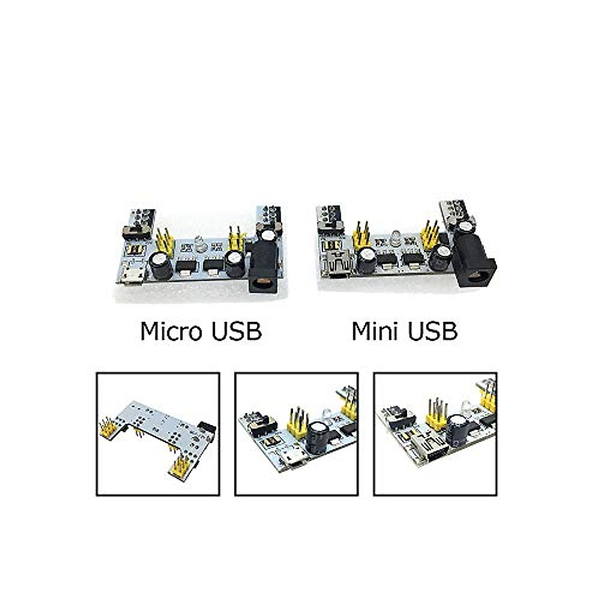 MB102 Mini Micro USB Interface Breadboard Power Supply Module MB-102 Module for DIY Kit White DC 7-12V 2 Channel Board,Micro USB